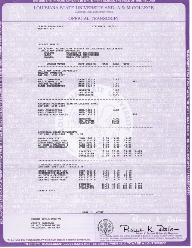 LSUTranscript001 | PDF