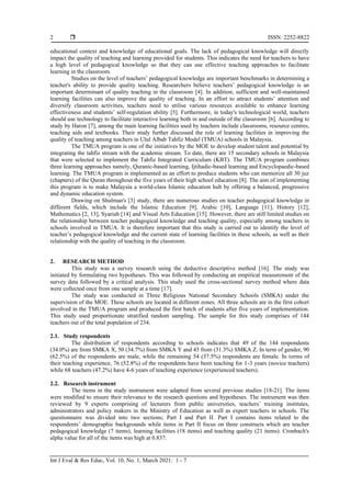 Examining the teachers’ pedagogical knowledge and learning facilities ...