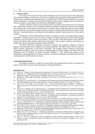 Examining the teachers’ pedagogical knowledge and learning facilities ...