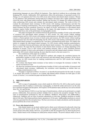 Empirical analysis of power side-channel leakage of high-level synthesis designed AES circuits ...