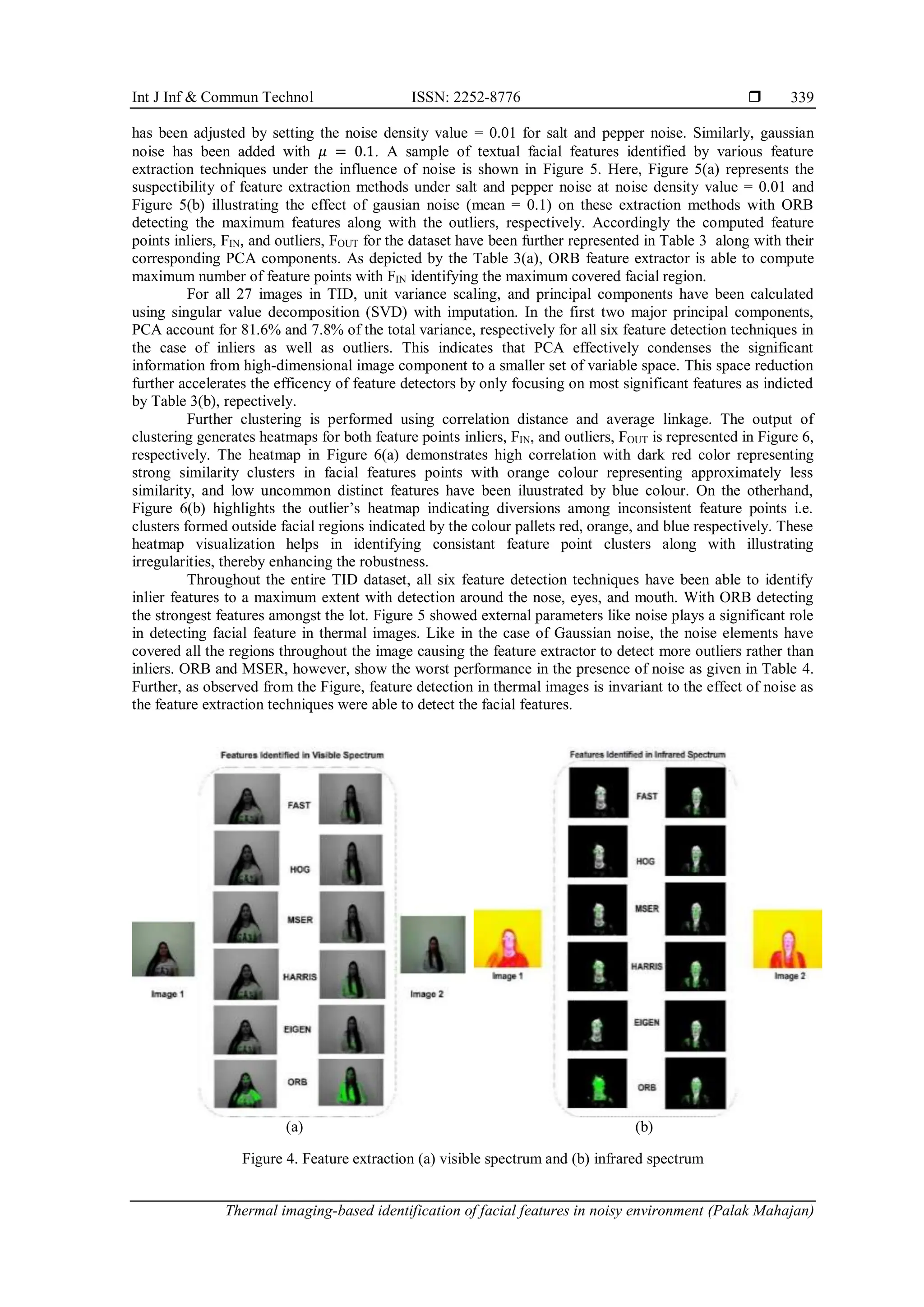 Thermal imaging-based identification of facial features in noisy ...