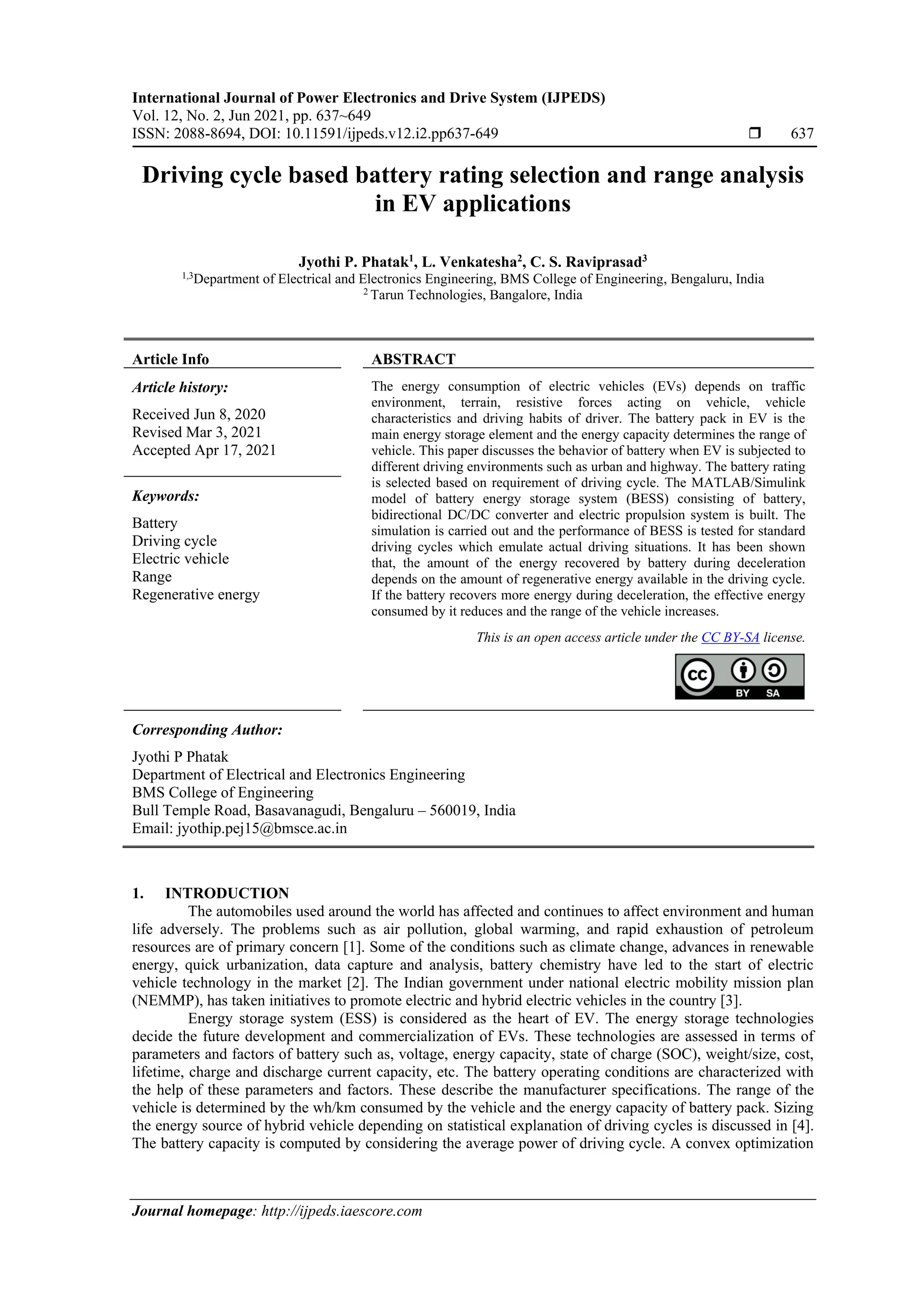 Driving cycle based battery rating selection and range analysis in EV ...