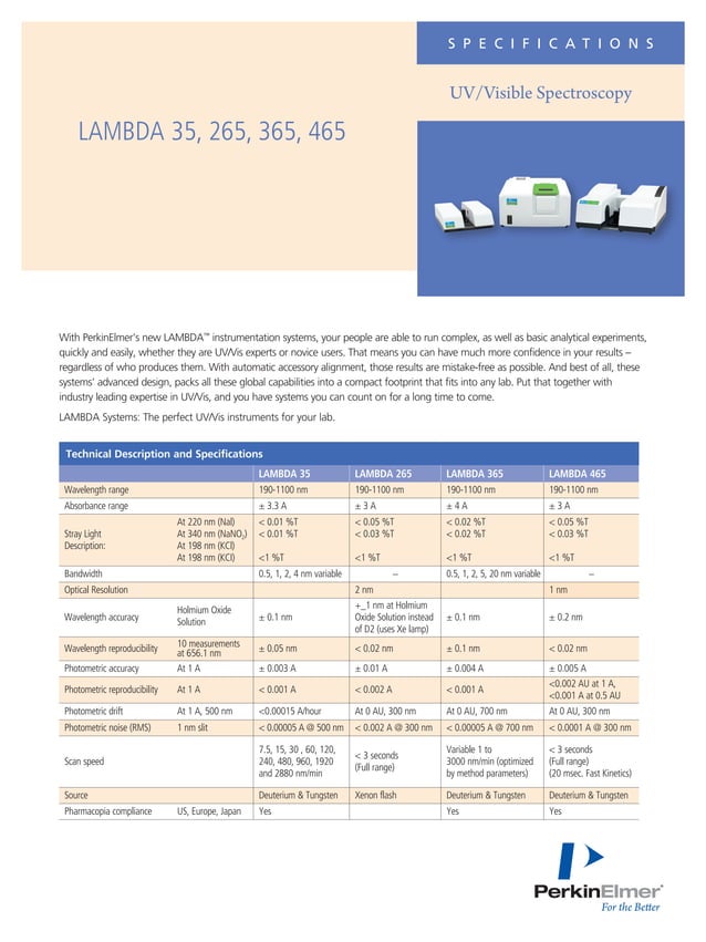 LAMBDA Specifications Sheet 35, 265, 365, 465 | PDF | Physics | Science