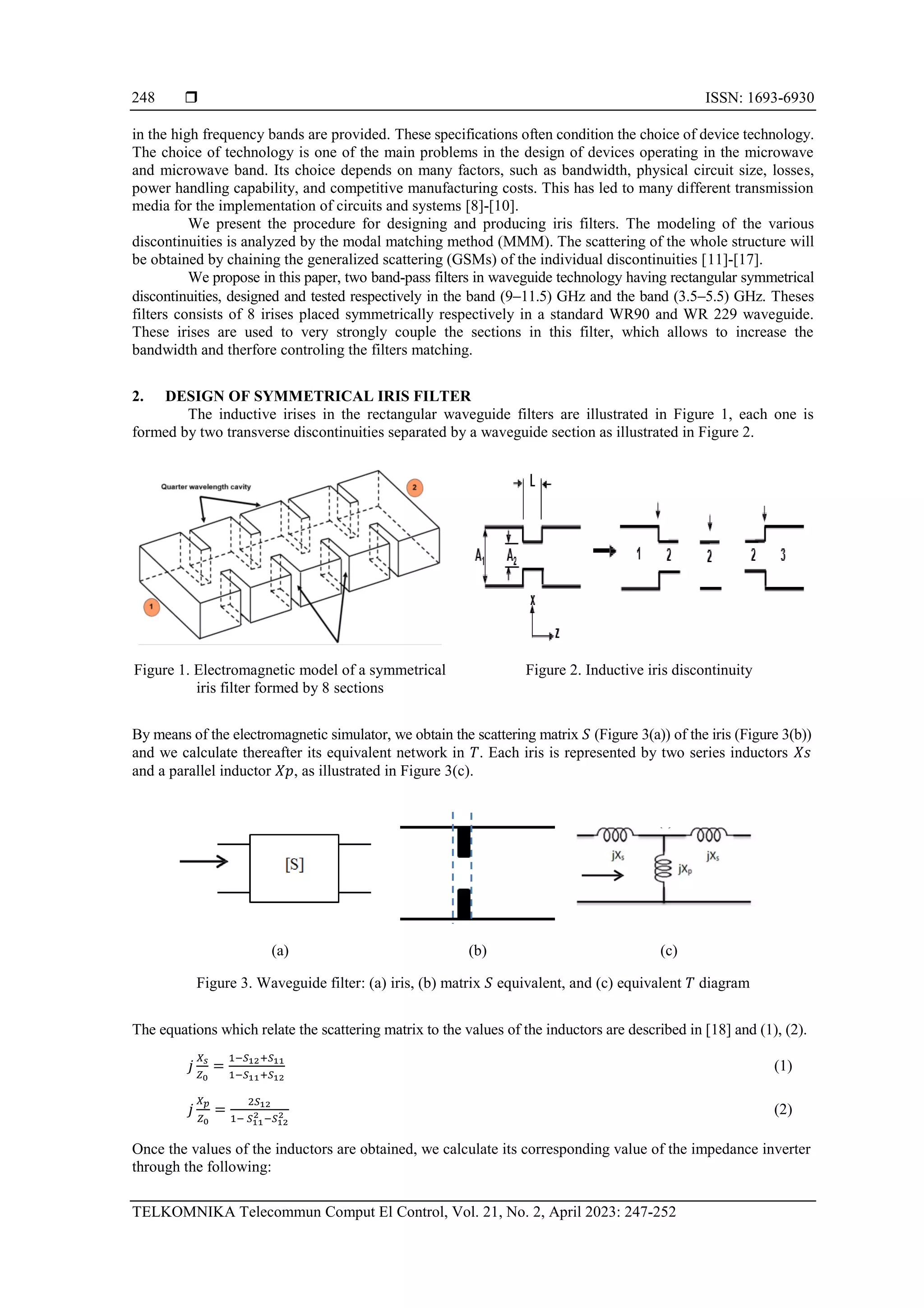 Design and manufacturing of iris waveguide filters for satellite ...
