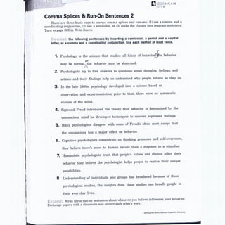 Run ons and comma splices practice #1 | PDF