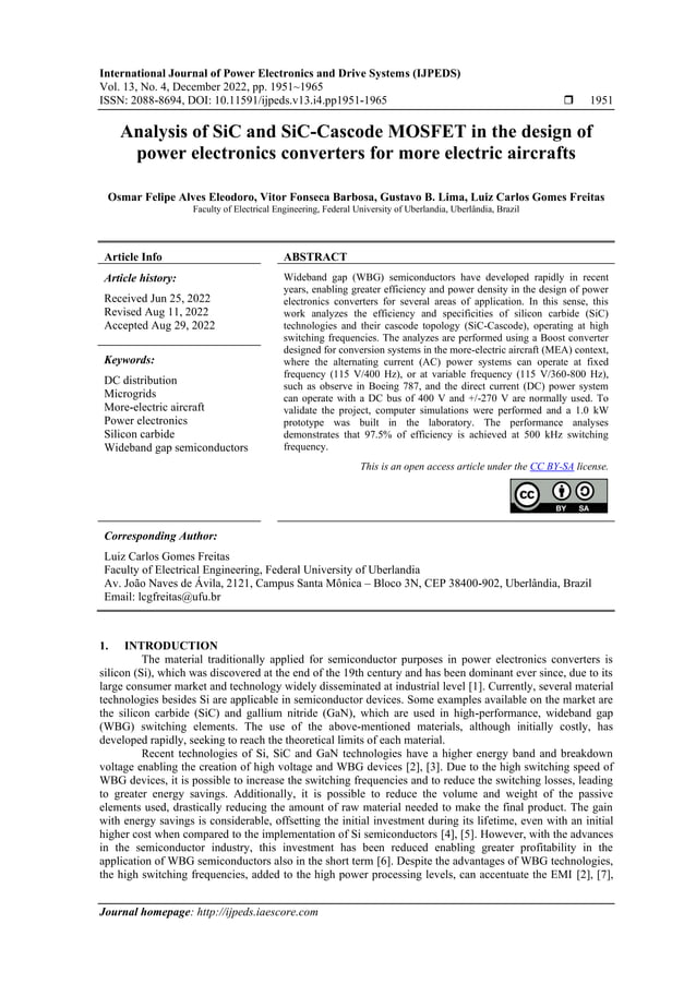 Analysis of SiC and SiC-Cascode MOSFET in the design of power electronics converters for more ...
