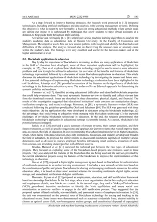 Blockchain and machine learning in education: a literature review | PDF