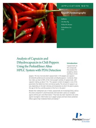 Analysis of Capsaicin and Dihydrocapsaicin in Chili Peppers Using the ...