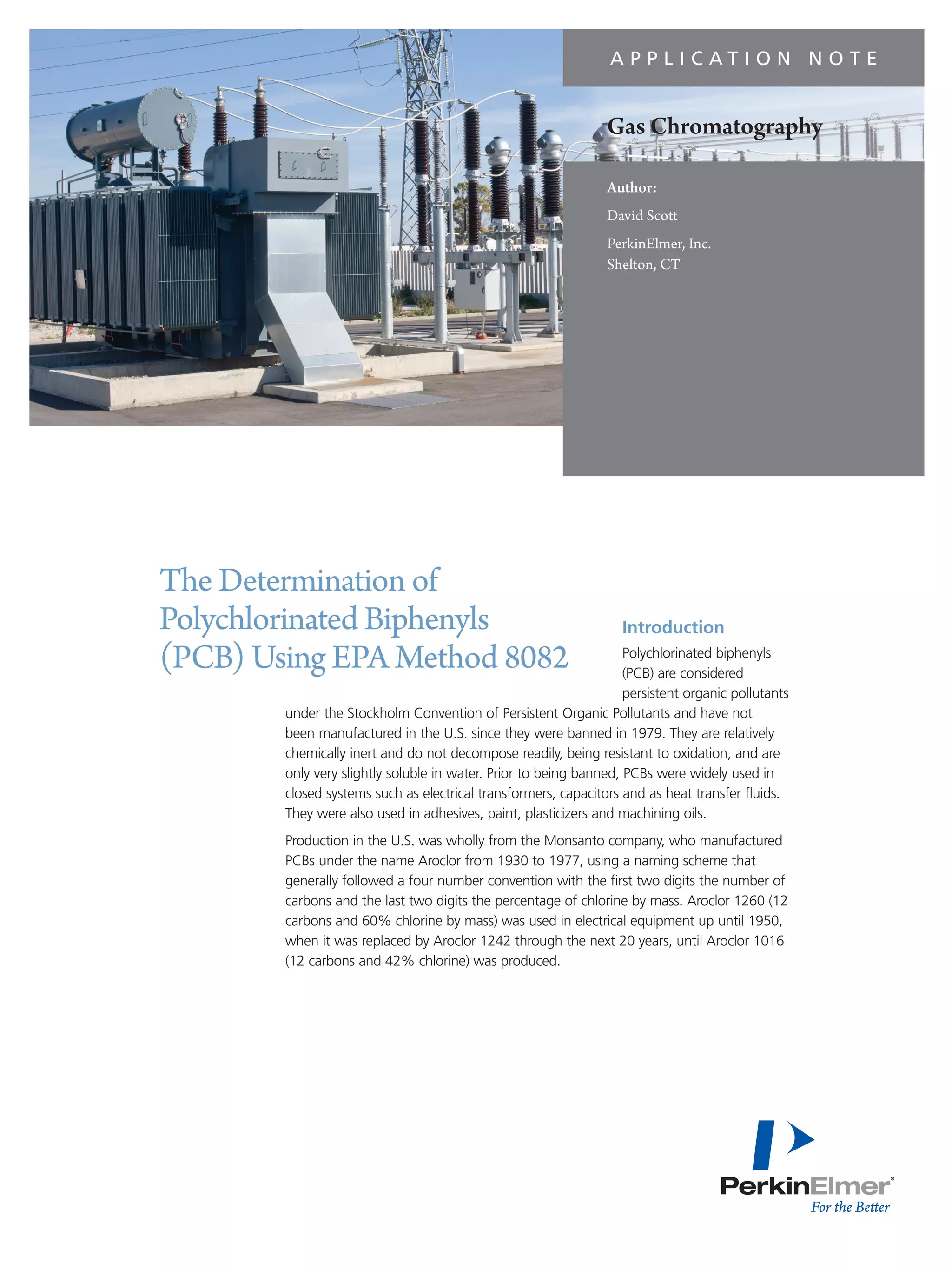 The Determination of Polychlorinated Biphenyls (PCB) Using EPA Method ...
