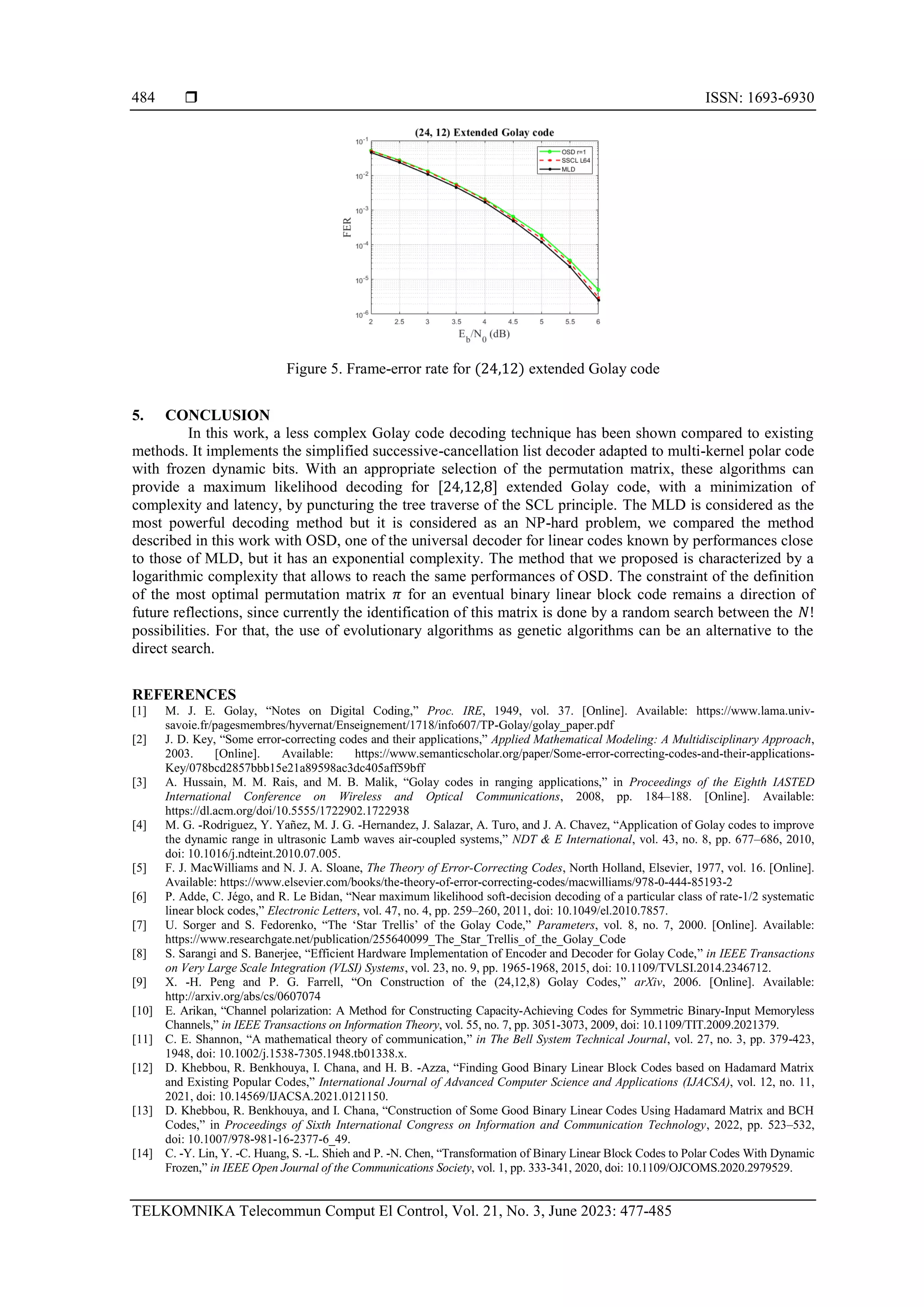 Decoding of the extended Golay code by the simplified successive-cancellation list decoder ...