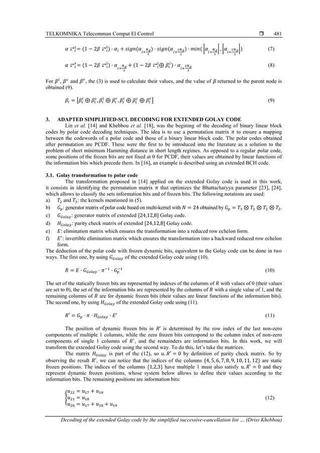 Decoding of the extended Golay code by the simplified successive-cancellation list decoder ...