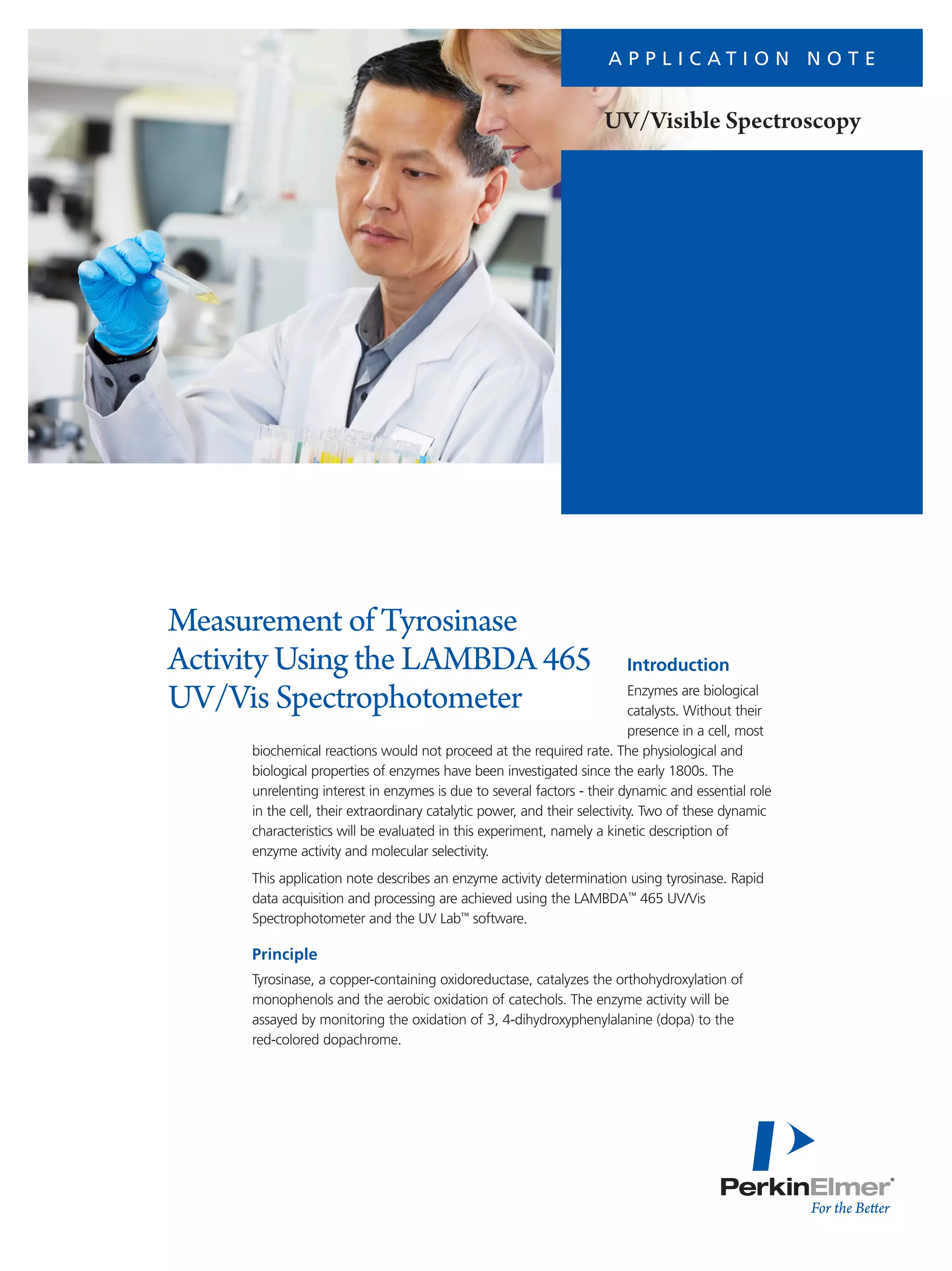 Measurement of Tyrosinase Activity using LAMBDA UV/Vis Spectrophotometer | PDF