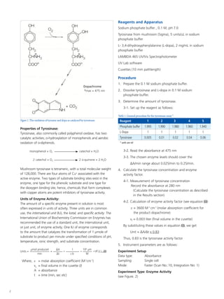 Measurement of Tyrosinase Activity using LAMBDA UV/Vis Spectrophotometer | PDF
