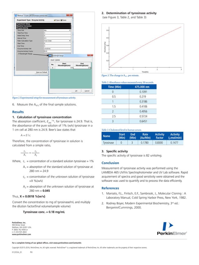 Measurement of Tyrosinase Activity using LAMBDA UV/Vis Spectrophotometer | PDF | Chemistry | Science