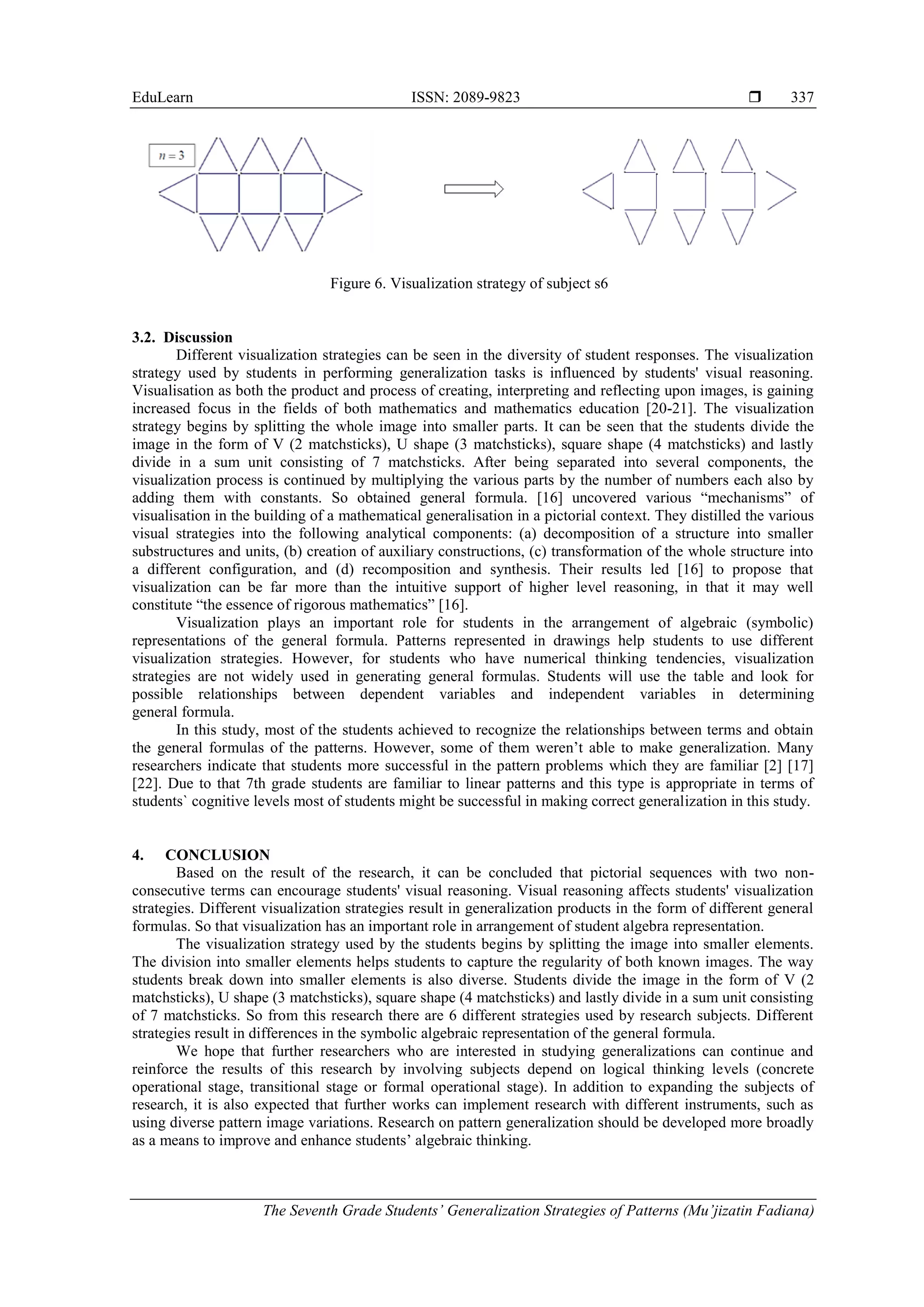 The Seventh Grade Students’ Generalization Strategies of Patterns | PDF
