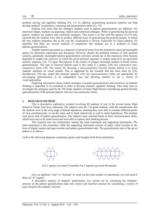 The Seventh Grade Students’ Generalization Strategies of Patterns | PDF