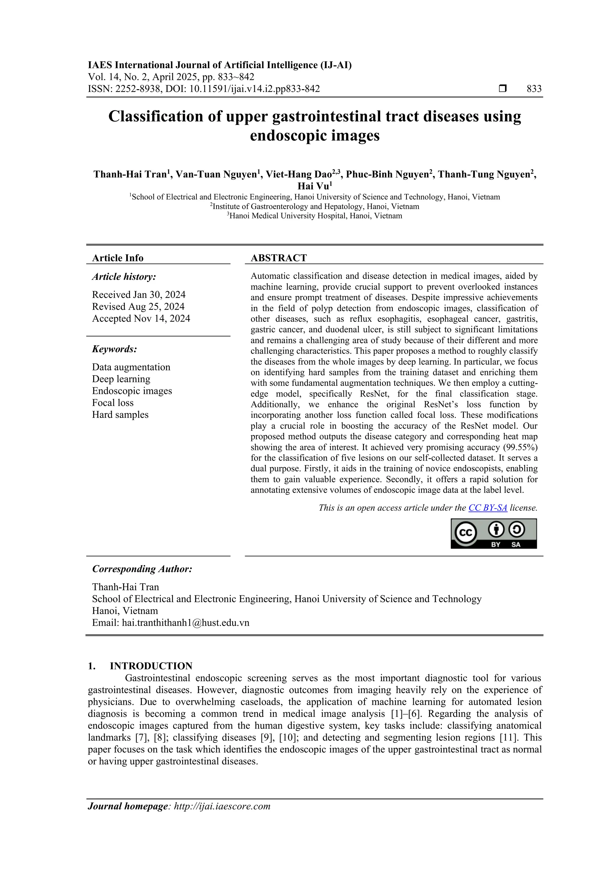 Classification of upper gastrointestinal tract diseases using ...