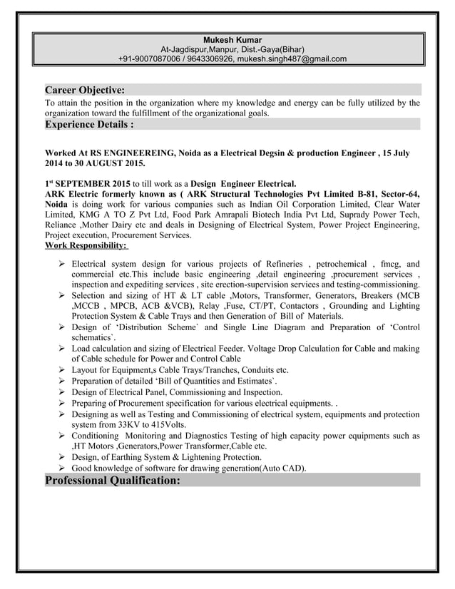 Electrical Engineer cv | PDF