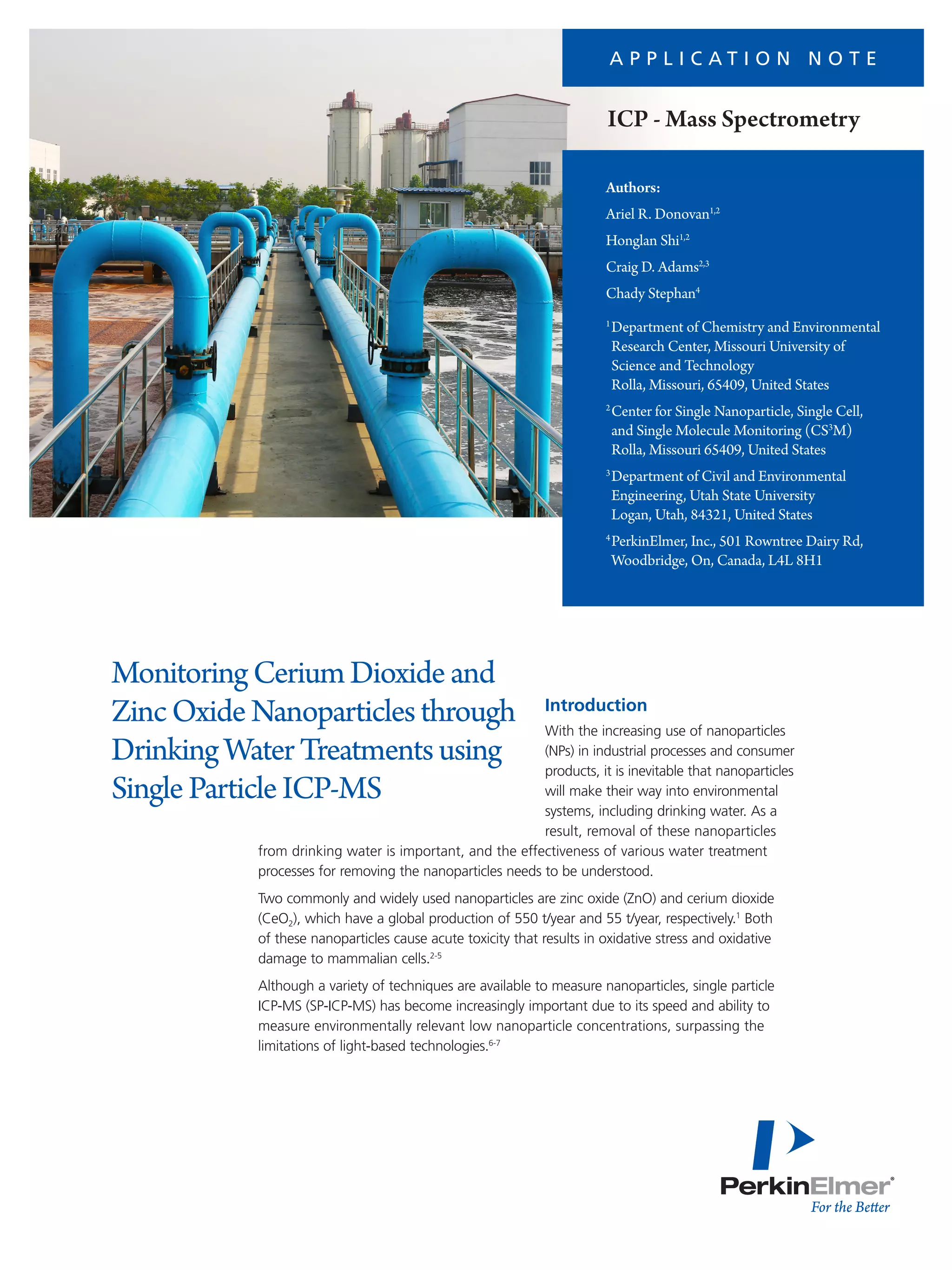 Monitoring Cerium Dioxide and Zinc Oxide Nanoparticles through Drinking Water Treatments using ...