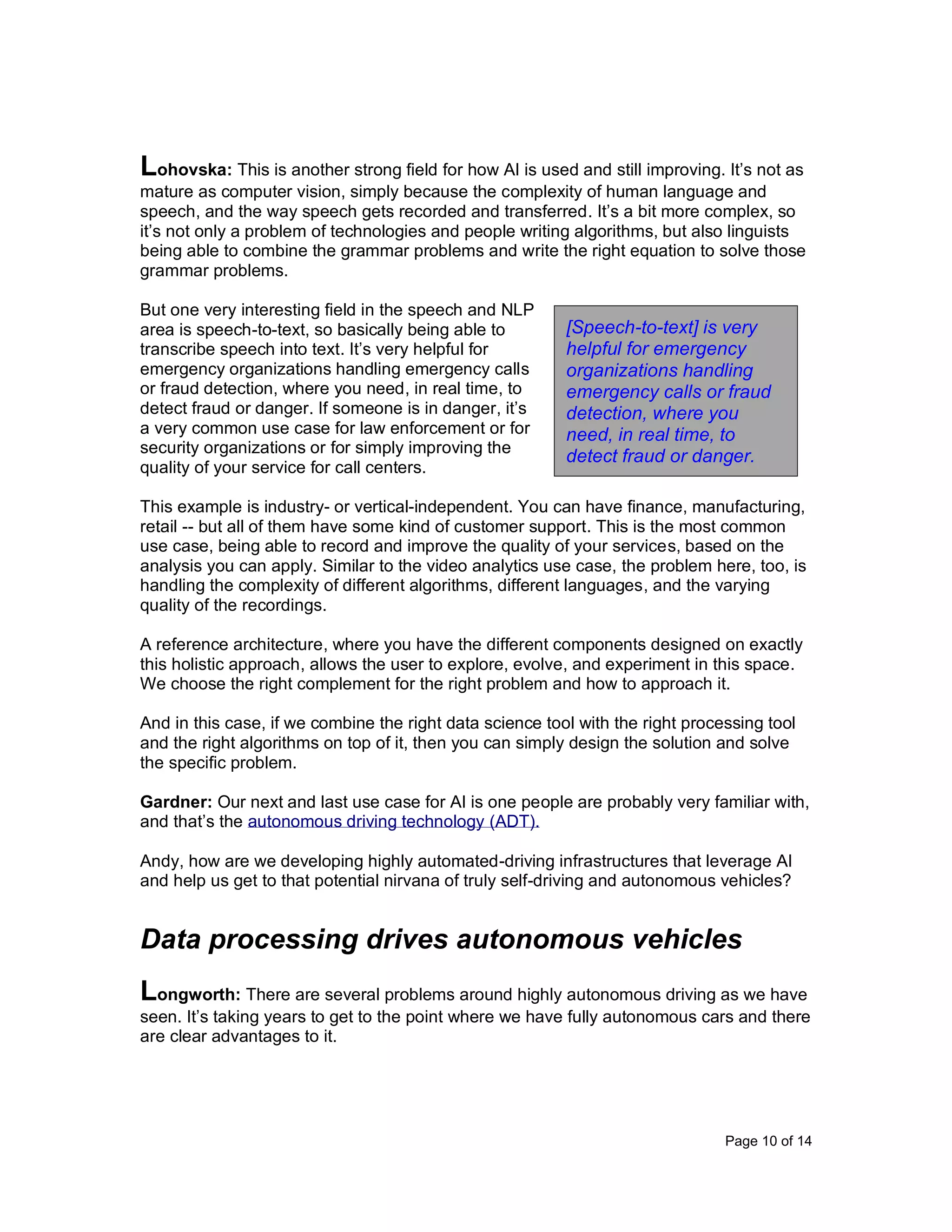 Mission Critical Use Cases Show How Analytics Architectures Usher in an Artificial Intelligence ...