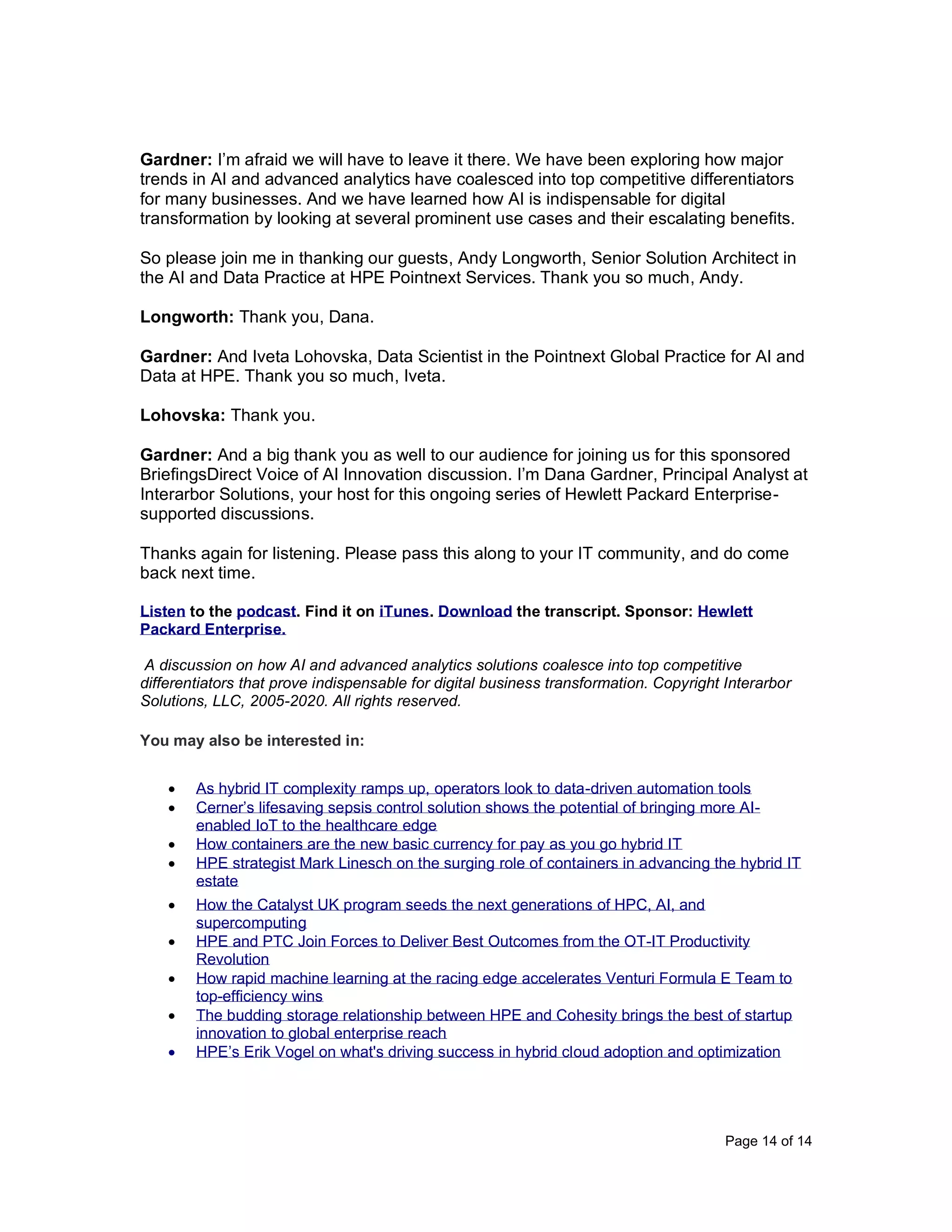 Mission Critical Use Cases Show How Analytics Architectures Usher in an Artificial Intelligence ...