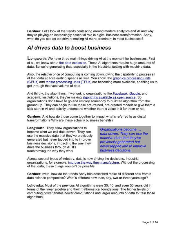 Mission Critical Use Cases Show How Analytics Architectures Usher in an Artificial Intelligence ...