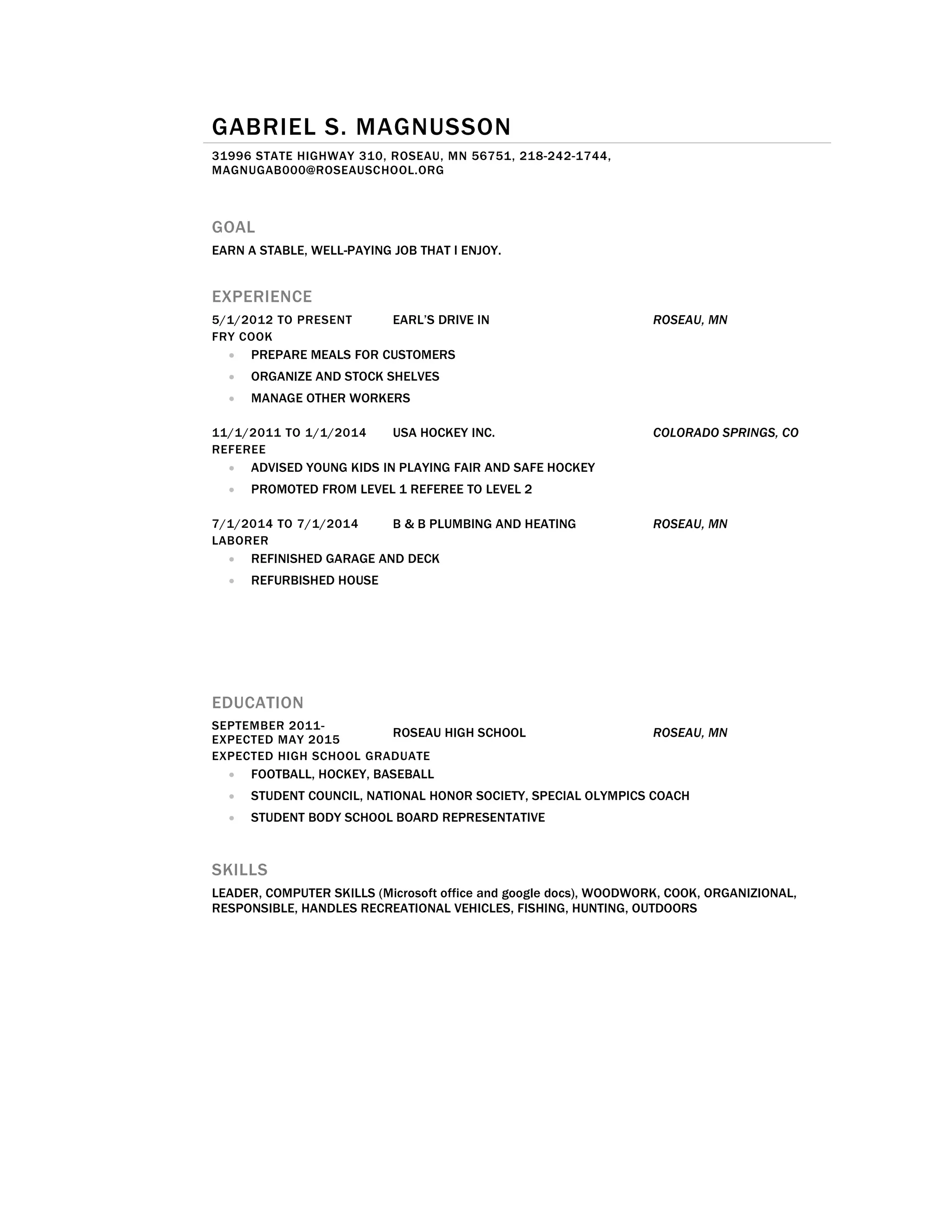 Chronological resume | DOCX