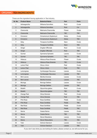 Organic Tea Ingredients | PDF