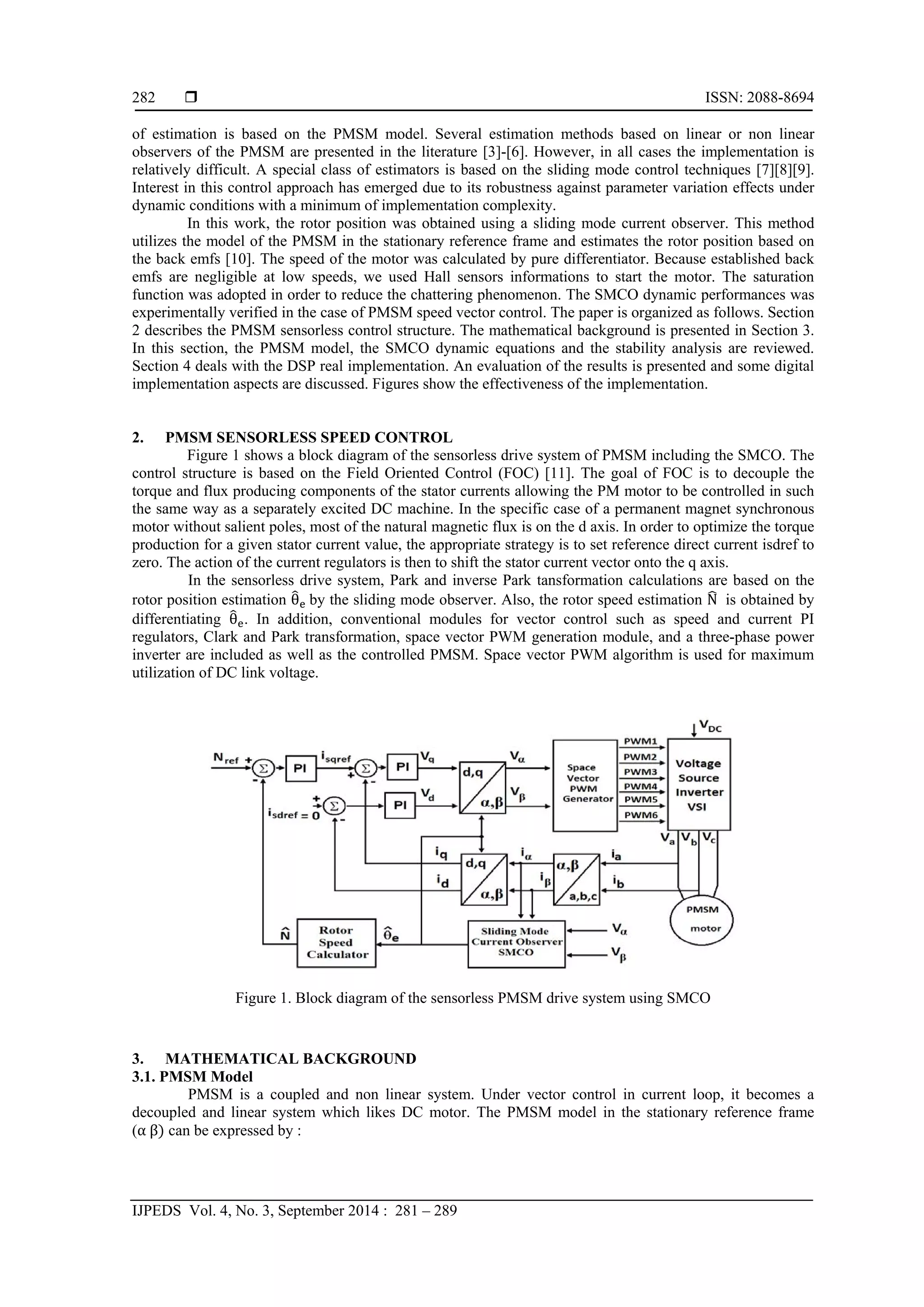 Dsp Based Sensorless Speed Control Of A Permanent Magnet Synchronous