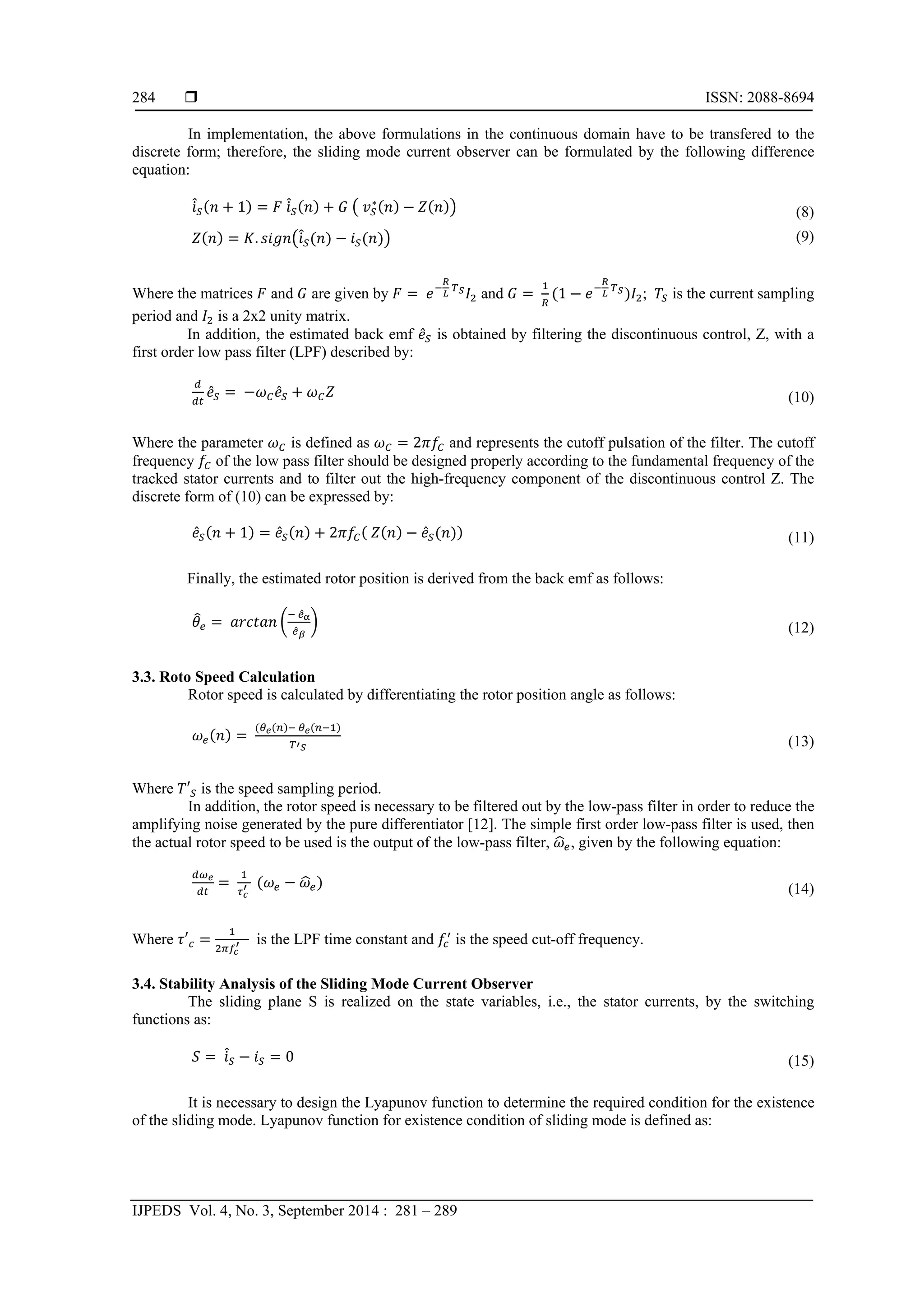 Dsp Based Sensorless Speed Control Of A Permanent Magnet Synchronous Motor Using Sliding Mode