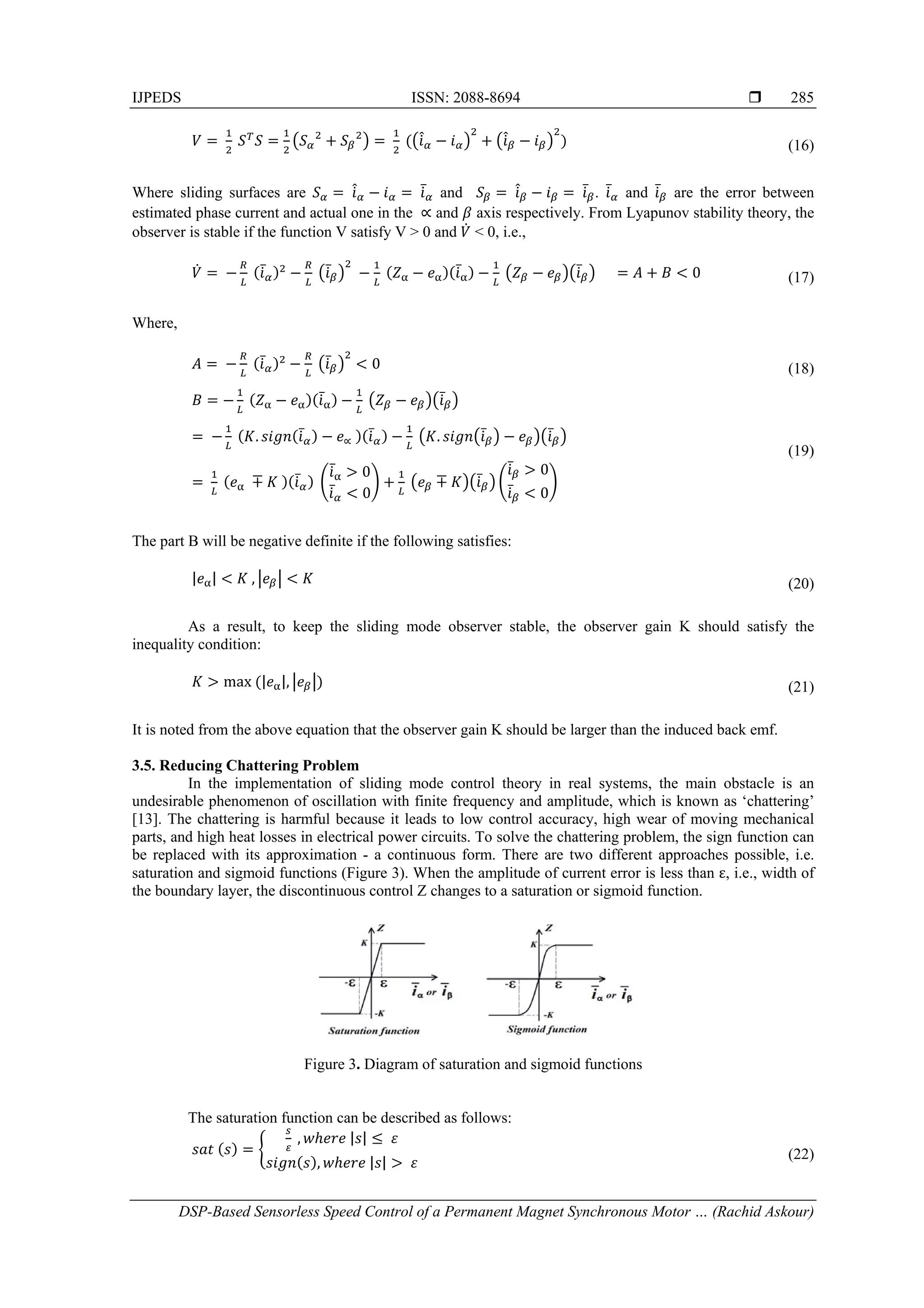Dsp Based Sensorless Speed Control Of A Permanent Magnet Synchronous