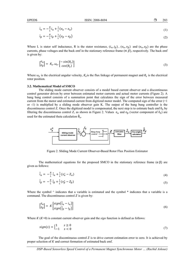 Dsp Based Sensorless Speed Control Of A Permanent Magnet Synchronous Motor Using Sliding Mode