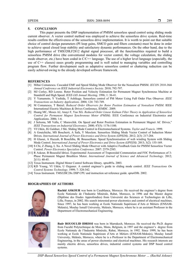 Dsp Based Sensorless Speed Control Of A Permanent Magnet Synchronous Motor Using Sliding Mode
