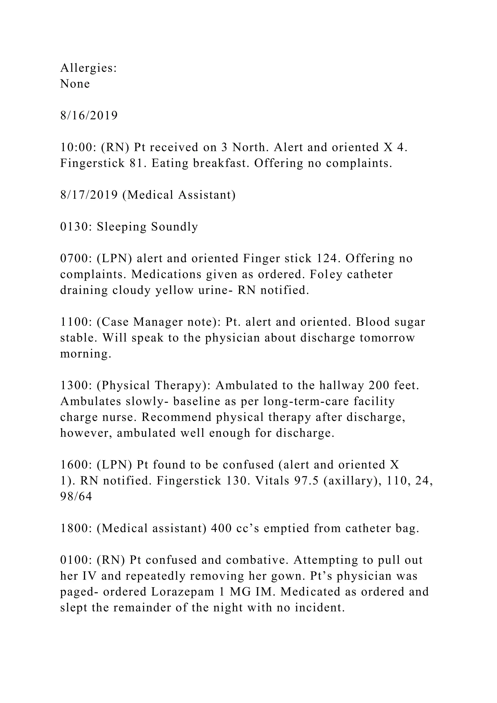 0130 Admission nurses note (RN) Client arrived via EMS from lo.docx