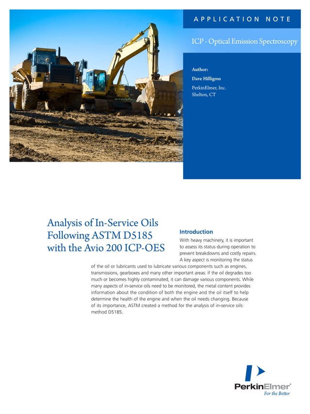 Analysis of In-Service Oils Following ASTM D5185 with the Avio 200 ICP ...