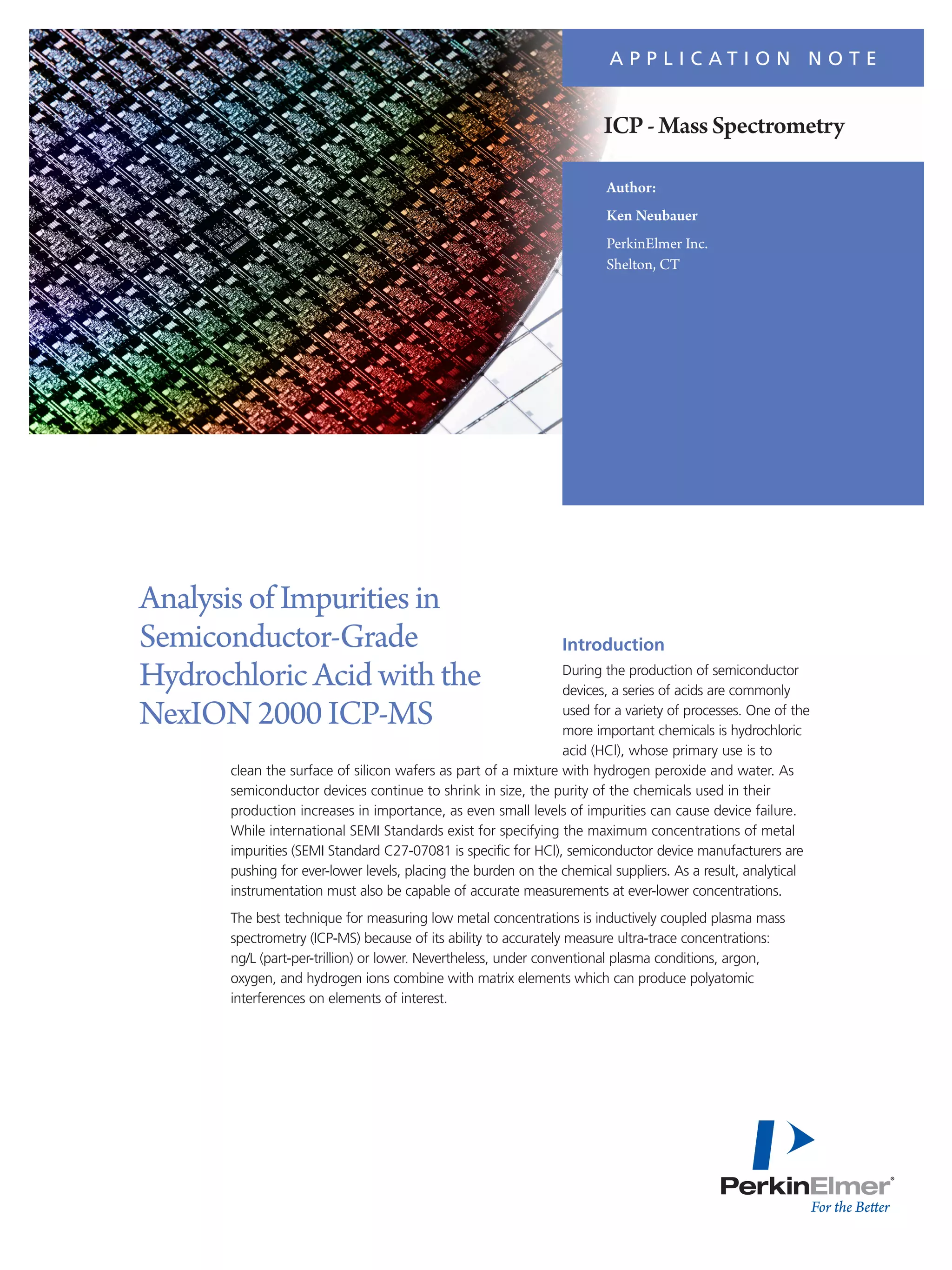 Analysis of Impurities in Semiconductor-Grade Hydrochloric Acid with ...