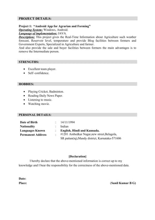 Sunil resume Overall | DOC | Operating Systems | Computer Software and Applications
