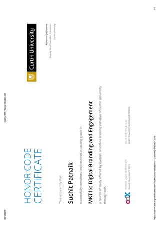 CurtinX MKT1x Certificate _ edX | PDF
