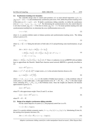 Adaptive synchronous sliding control for a robot manipulator based on neural networks and fuzzy ...