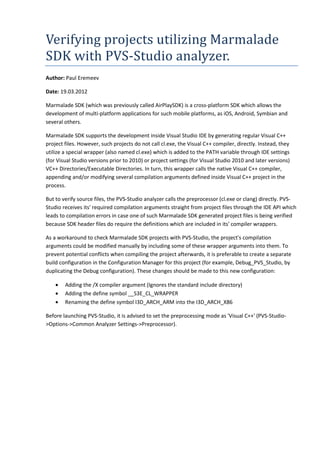 Verifying projects utilizing Marmalade SDK with PVS-Studio analyzer. | PDF