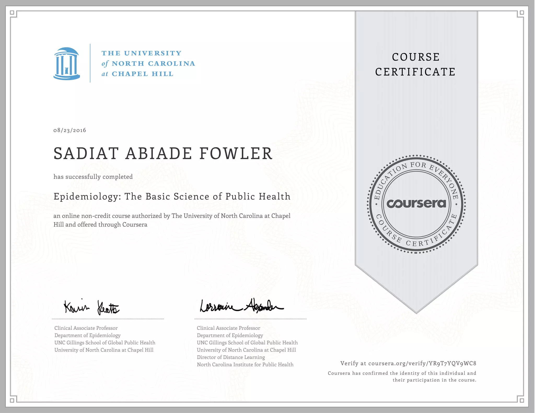 Biade's University of North Carolina- Coursera | PDF