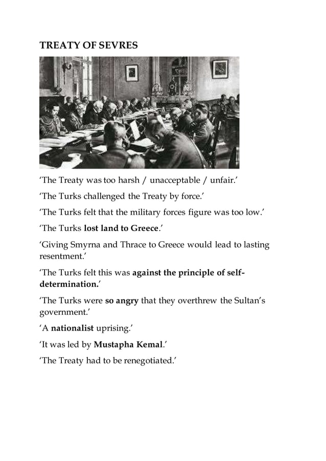 HISTORY IGCSE REVISION CARDS - 015. TREATY OF SEVRES | DOCX