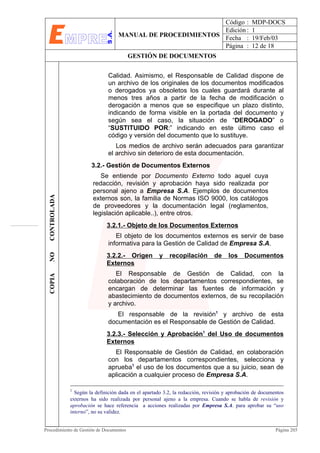 014 procedimiento-gestion-documentacion-sistema-gestion-calidad | PDF