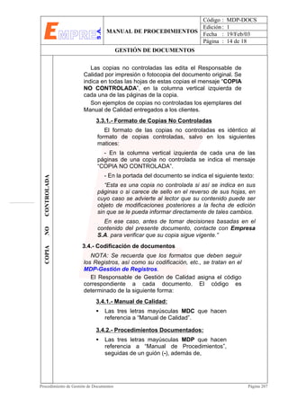 014 procedimiento-gestion-documentacion-sistema-gestion-calidad | PDF