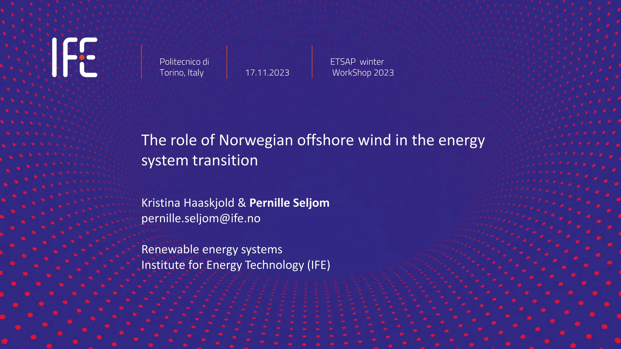 The role of Norwegian offshore wind in the energy system transition | PPT