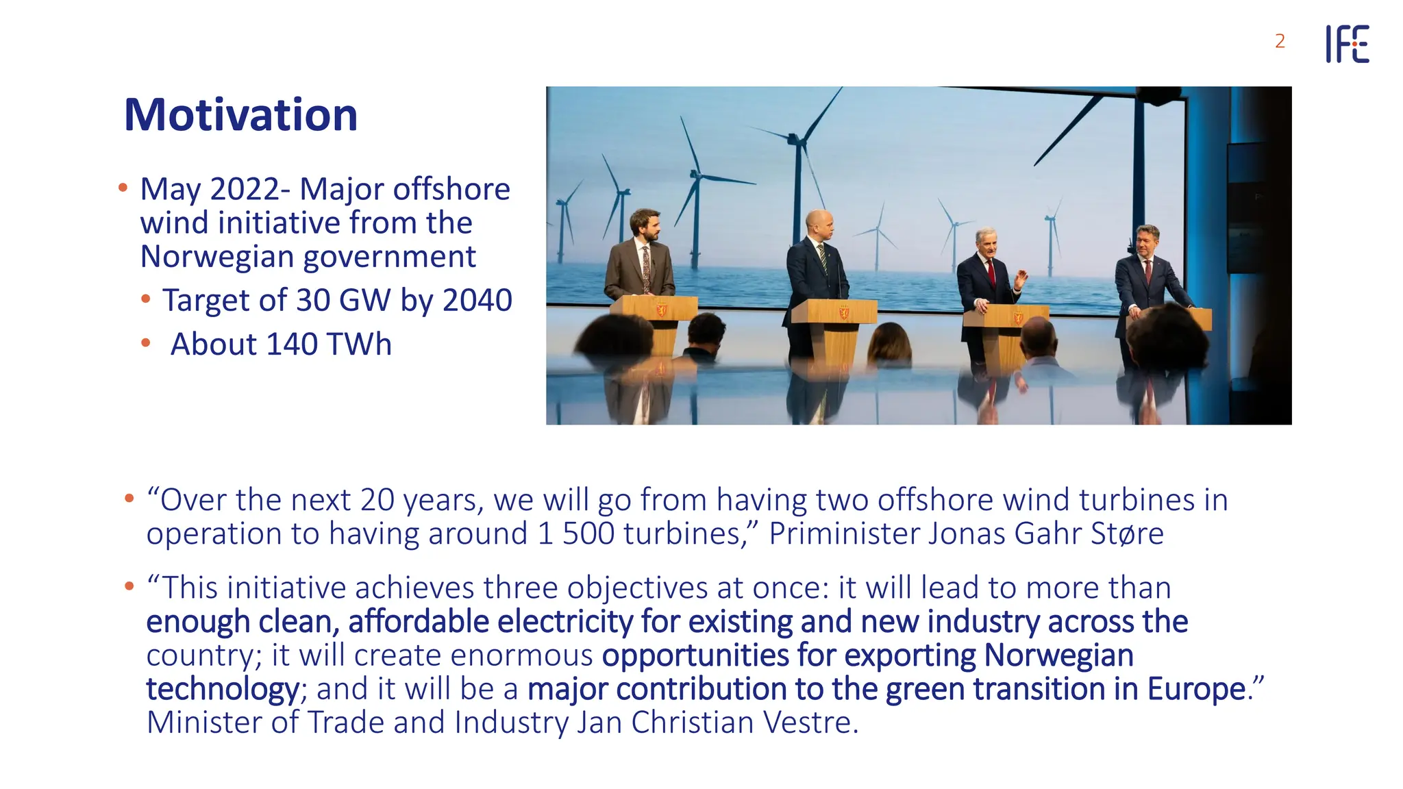 The role of Norwegian offshore wind in the energy system transition | PPT