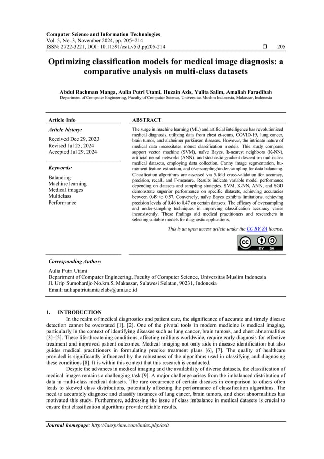 Optimizing classification models for medical image diagnosis: a comparative analysis on multi ...