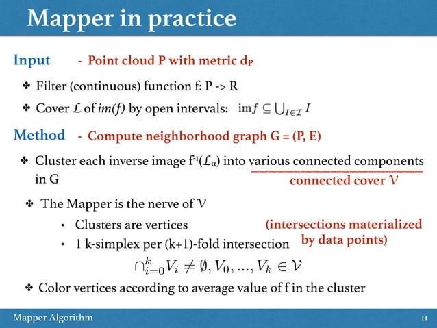 Tutorial of topological data analysis part 3(Mapper algorithm) | PDF