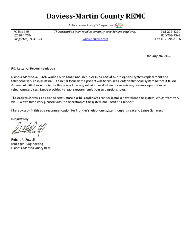 Frontier letter of recommendation | PDF