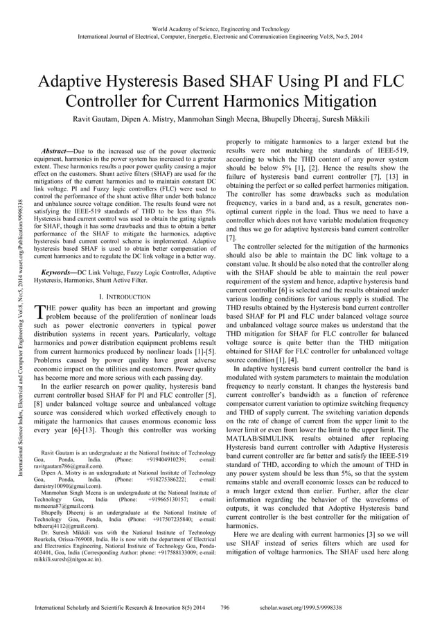 Adaptive-Hysteresis-Based-SHAF-Using-PI-and-FLC-Controller-for-Current-Harmonics-Mitigation | PDF